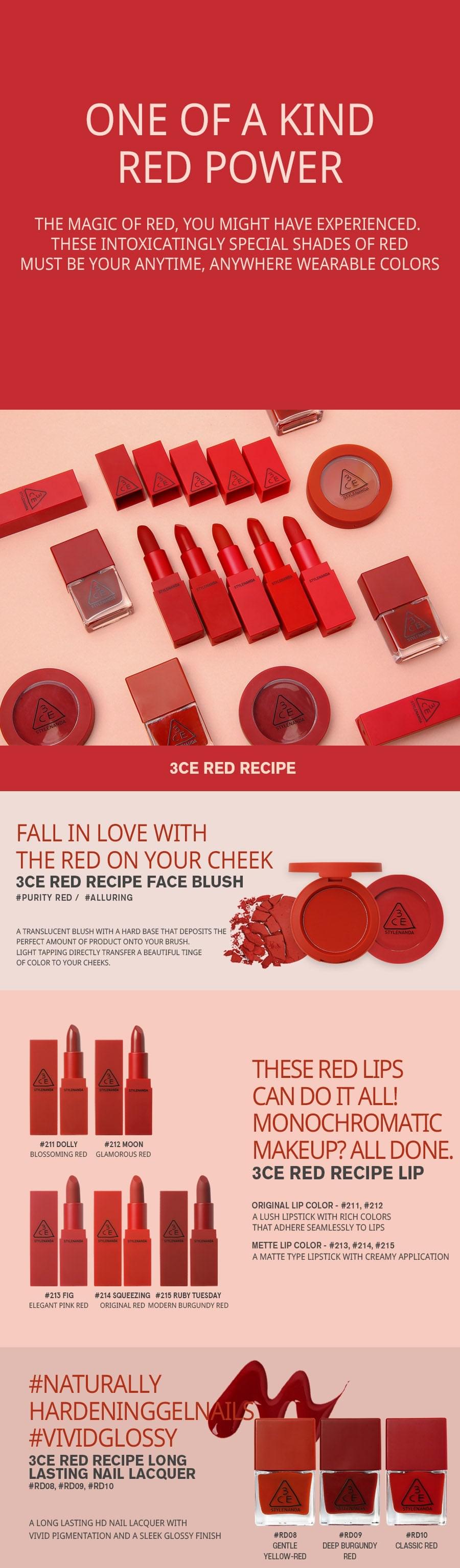 3CE Matte Red Recipe Lip Colour No 214 Squeezing – Beauty Goddess