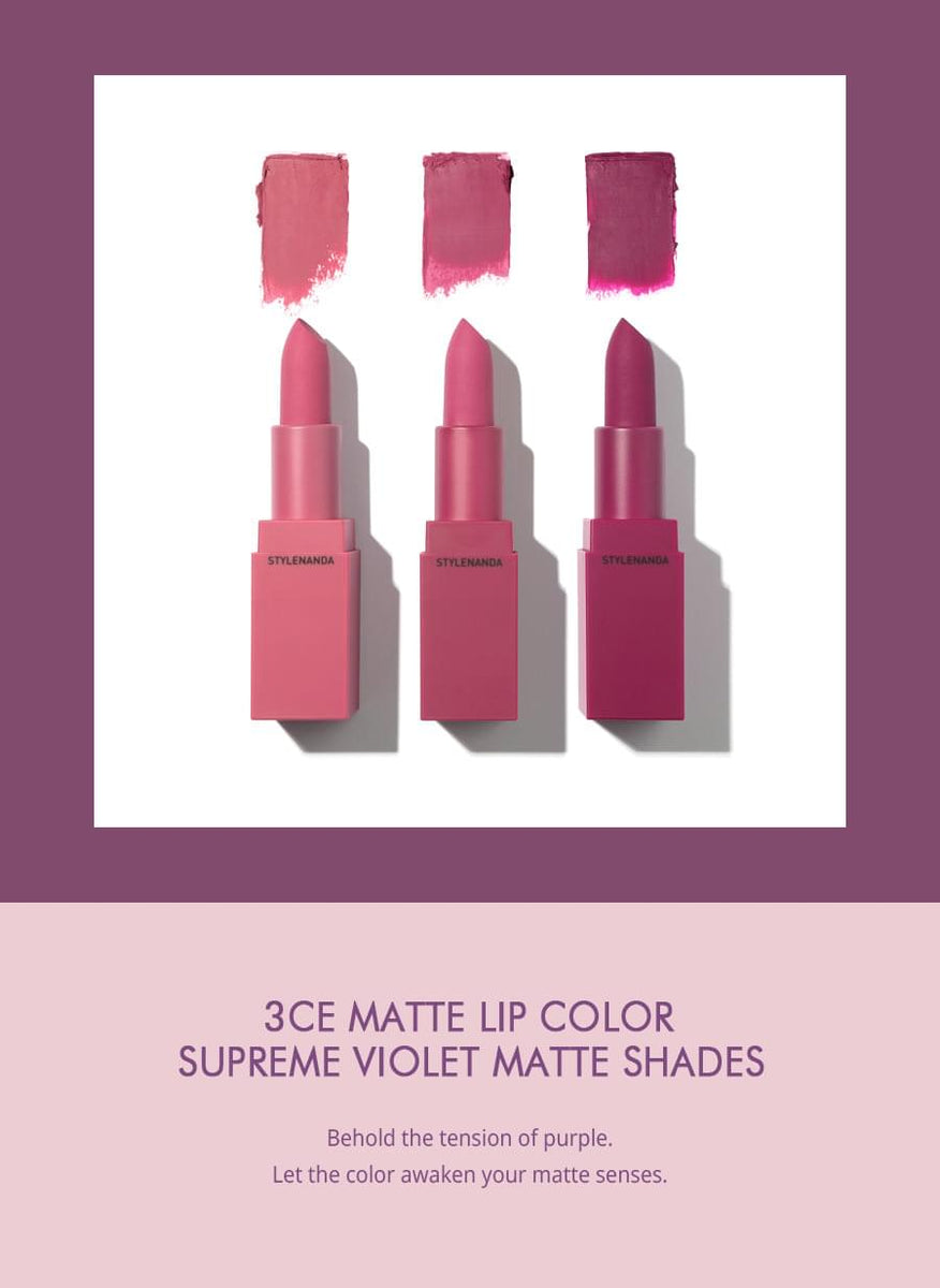 3CE - Supreme Violet Matte Lip Colour 223 Mauve – Beauty Goddess