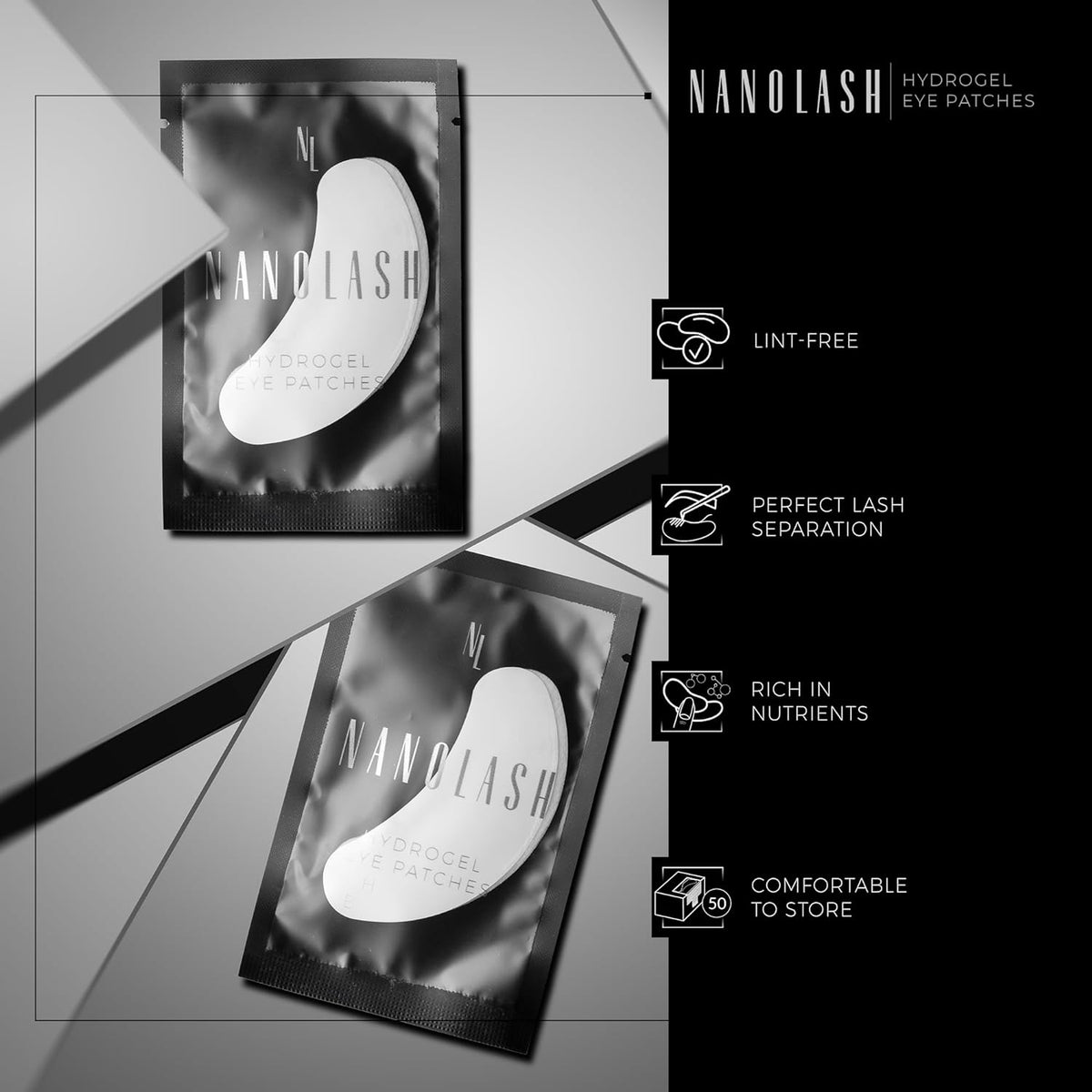 Nanolash Hydrogel Eye Patches 50 pairs - eye pads for eyelash extensio ...