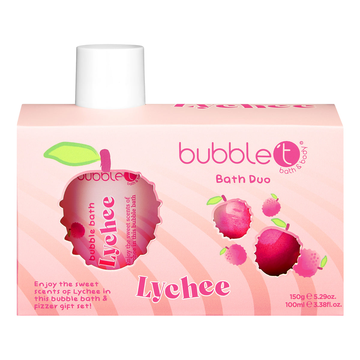 Bubble T Lychee Bath Bomb Fizzer & Bubble Bath Duo Gift Set – Beauty ...